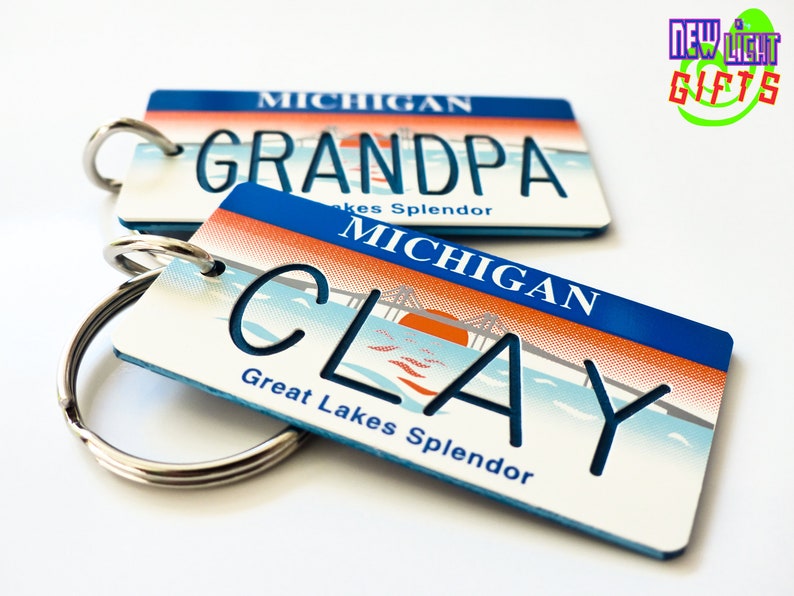 Personalized Michigan State License Plate Keychain Tag | Etsy