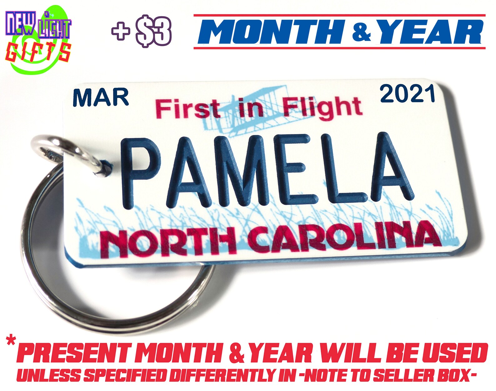 Personalized North Carolina License Plate Keychain Tag - Vintage ...