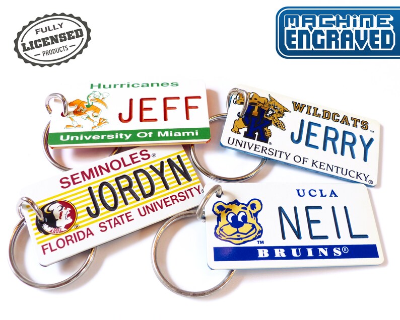 Personalized College University Keychain Tags - Machine Engraved ...