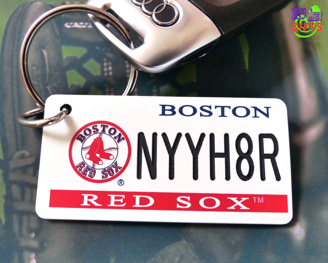 Personalized Red Sox Keychain Plate Tag Engraved Retro Key Tag Custom ...