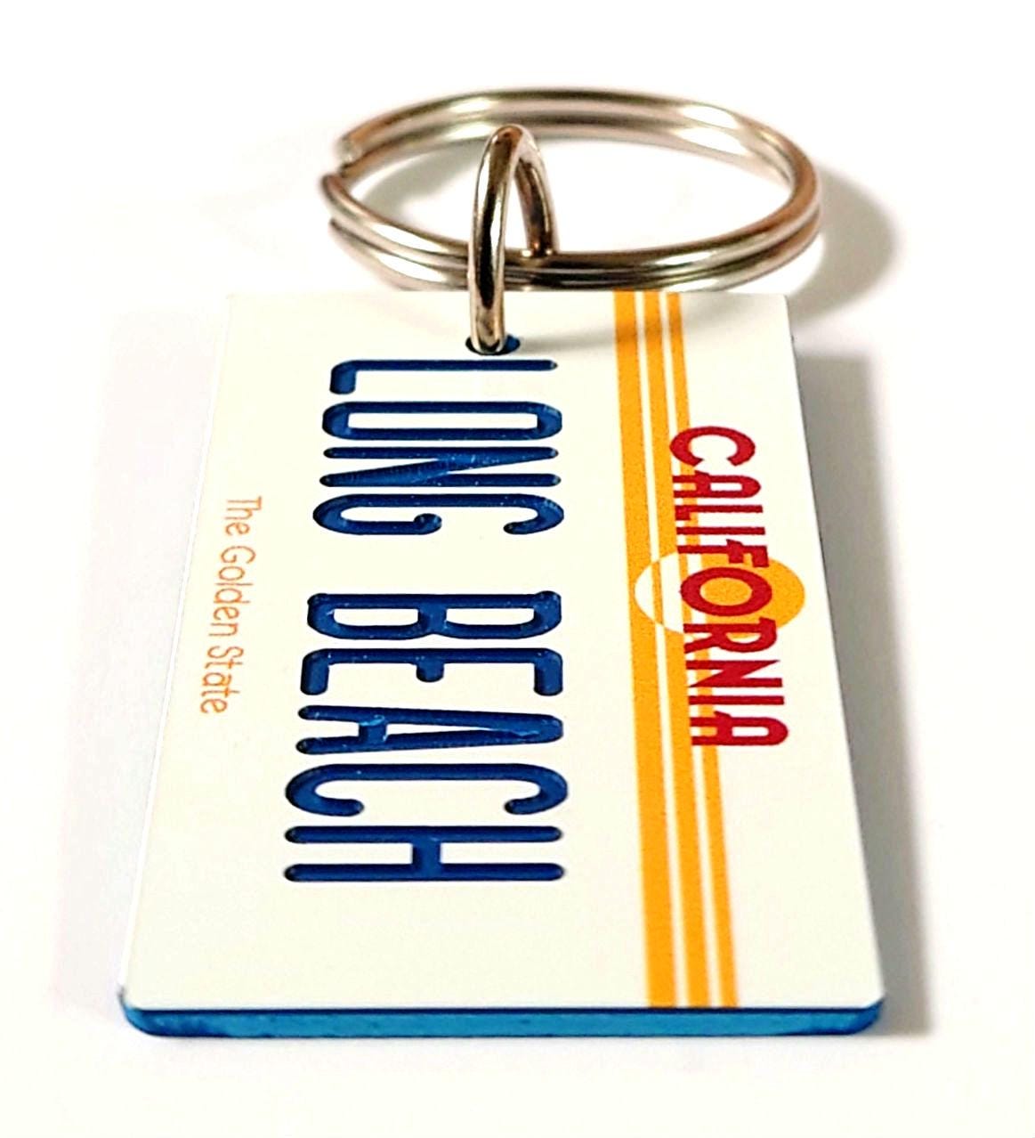 Long Beach Keychain Bag Charm Tag 1980s Retro Style Collectible Key ...