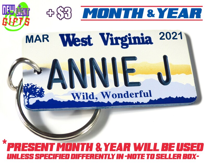 Personalized West Virginia State License Plate Keychain Tag - Etsy