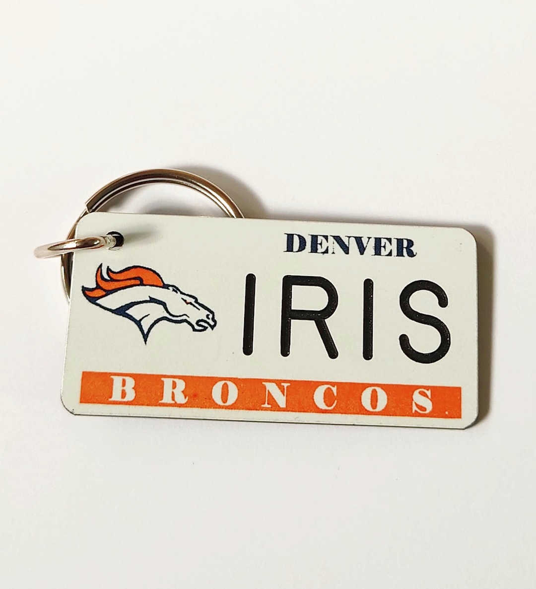 Personalized Denver Broncos Keychain Plate Tag - Vintage Keytag - Cutom ...