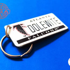Personalized Atlanta Falcons Keychain - Custom Engraved Key Tag - Football Fan Name Tag - Coach ...