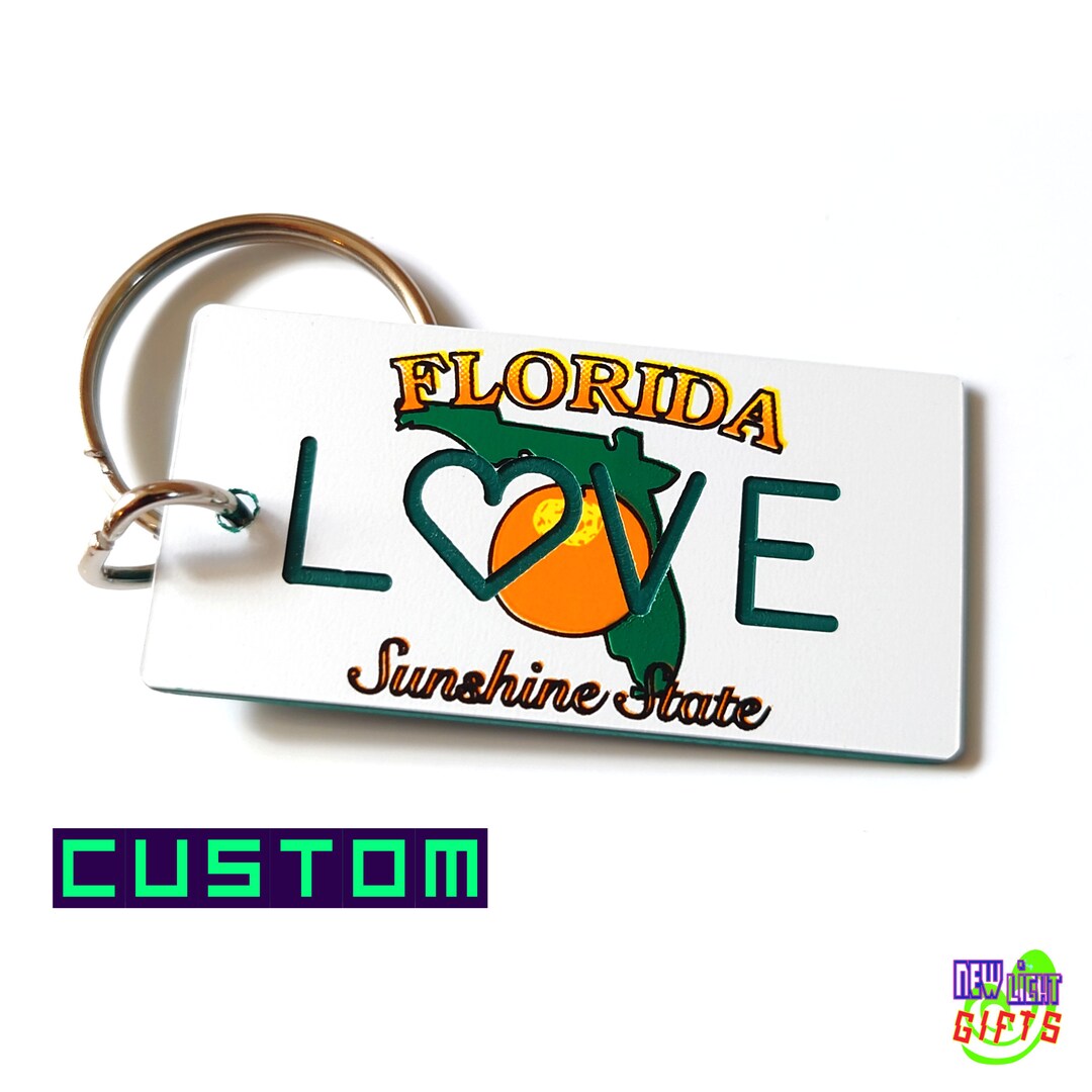 Personalized Florida Keychain Tag - Custom Engraved - Travel Vacation ...
