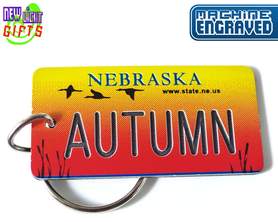 Personalized Nebraska State License Plate Keychain Tag - Engraved ...