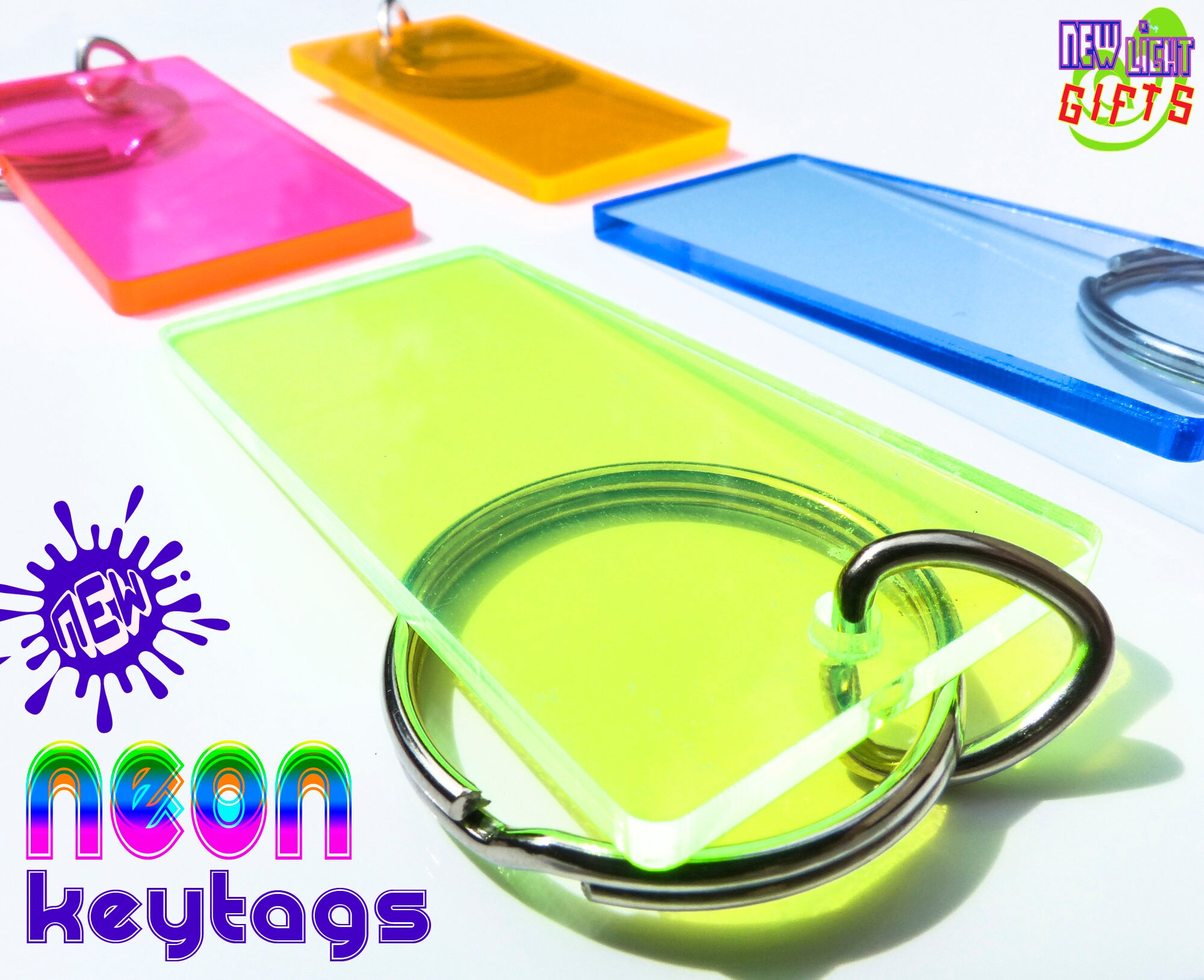 Personalized Neon Keychain Tags Cutom Bright Color | Etsy