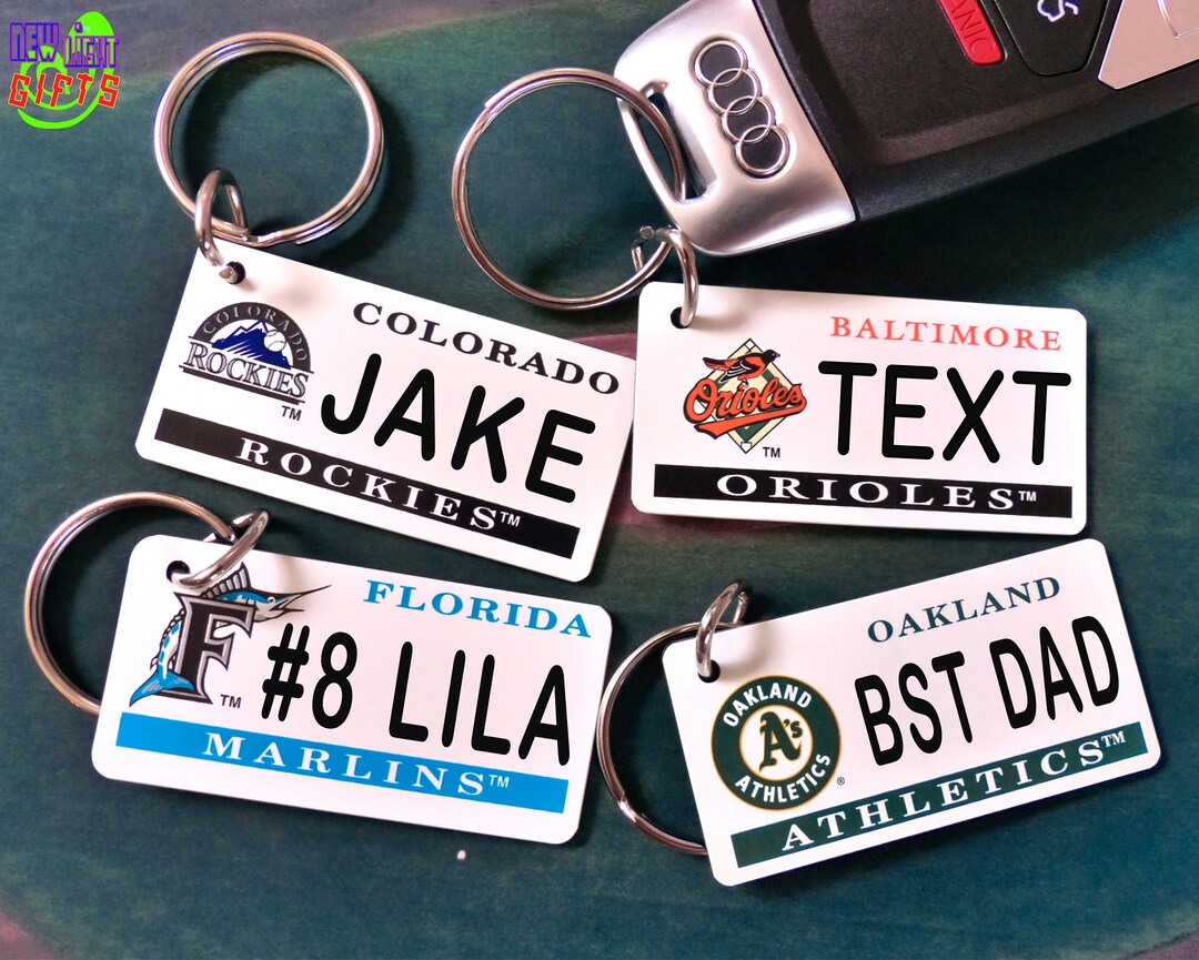 Personalized Baseball Name Tags for Bags - Rockies - Orioles - Marlins ...