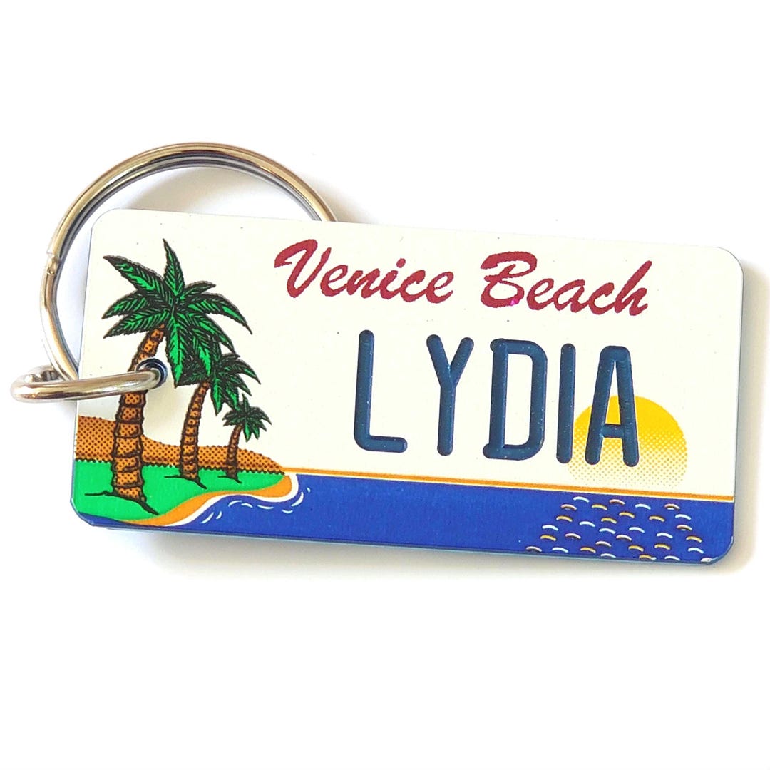 Personalized Venice Beach Key Tag - Bag Charm Tag - Custom Engraved ...