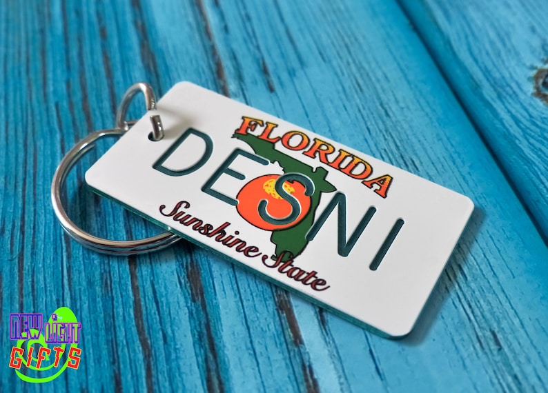 Personalized Florida Keychain Tag Custom Engraved License - Etsy