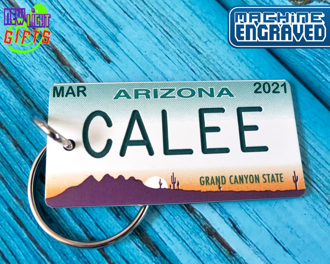 Personalized Arizona State License Plate Keychain Tag - Engraved ...