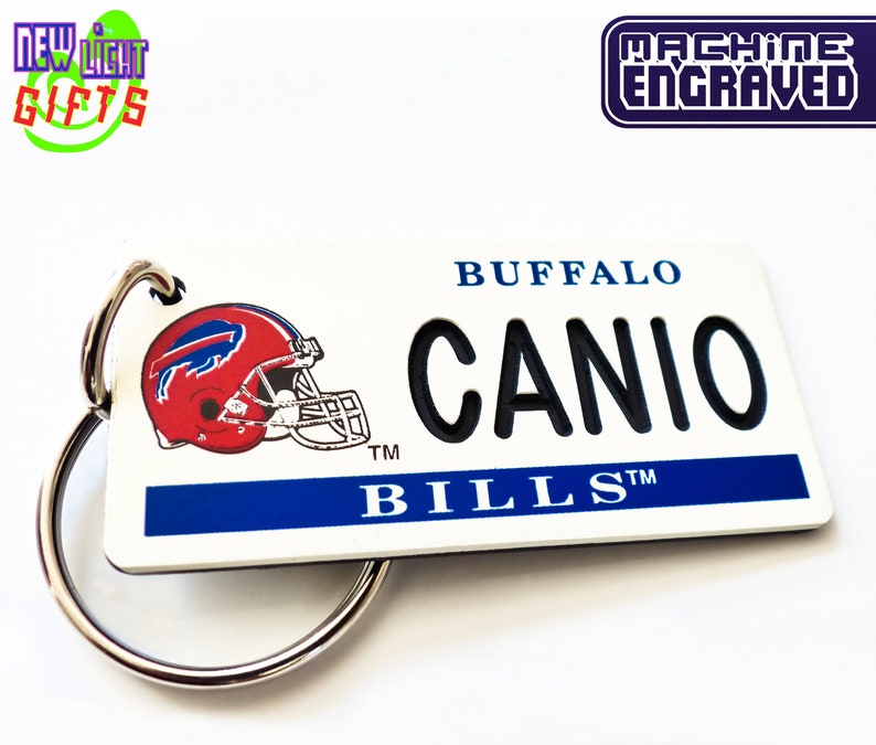 Personalized Buffalo Bills Plate Keychain Tag- Vintage Keytag - Machine ...