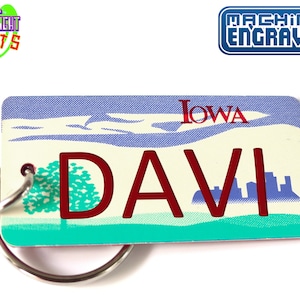 Personalized Iowa State License Plate Keychain Tag - Engraved - Travel ...