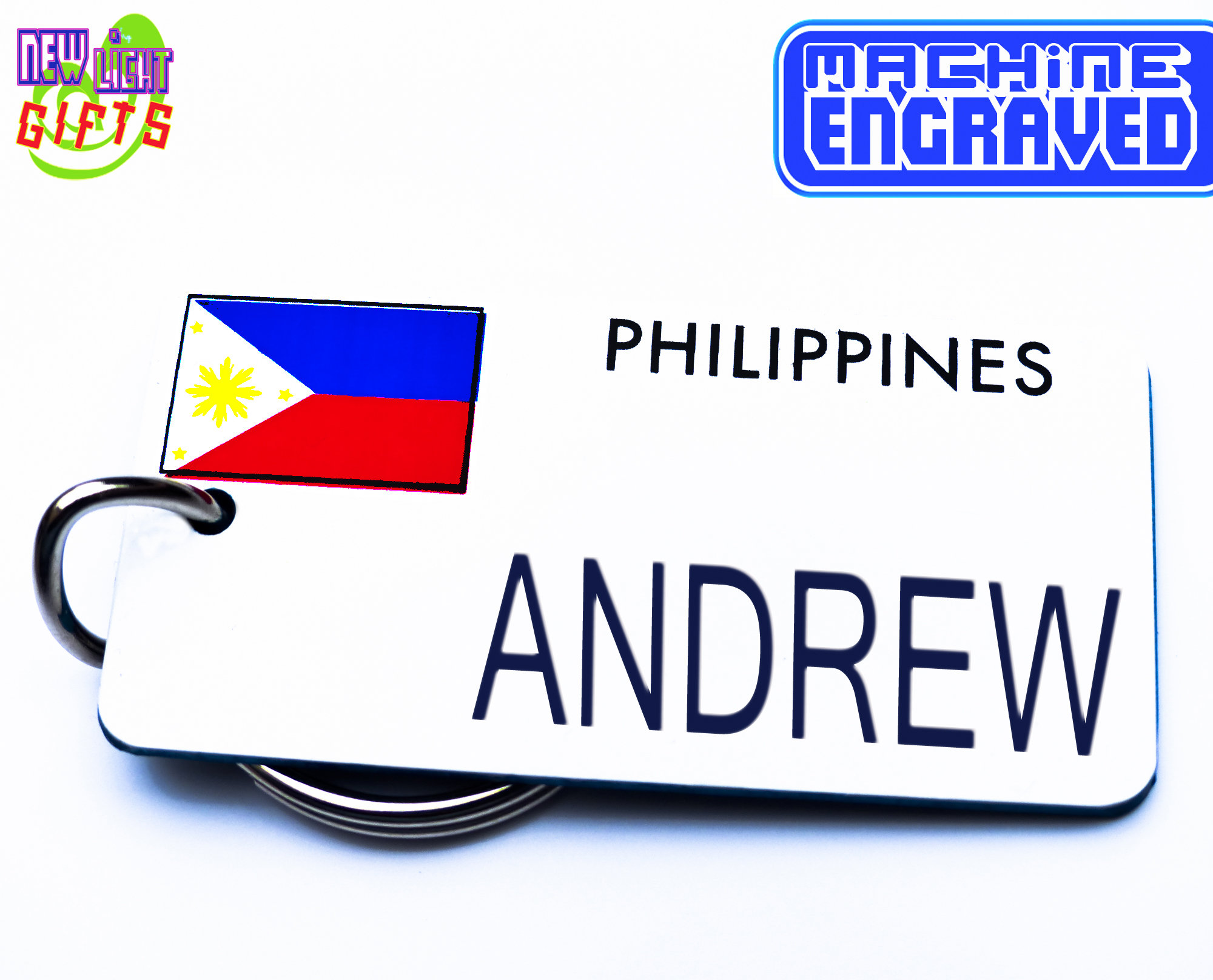 Personalized Philippines Keychain Name Tag Machine Engraved - Etsy