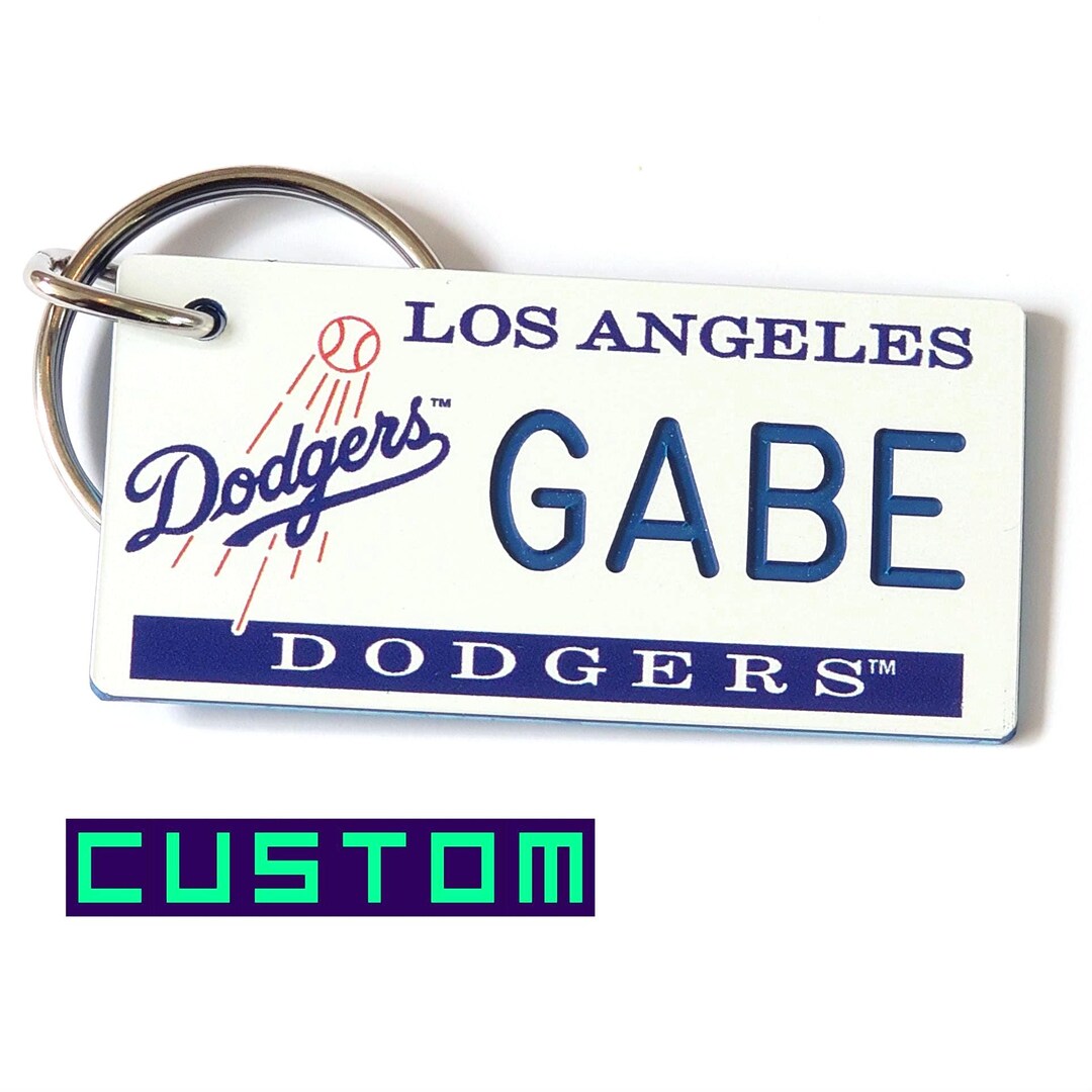 Personalized LA Dodgers Key Tag - Bag Tag - Custom Engraved Keychain ...