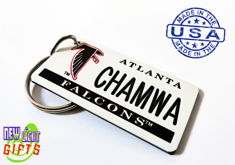 Personalized Atlanta Falcons Keychain Plate Tag Vintage - Etsy