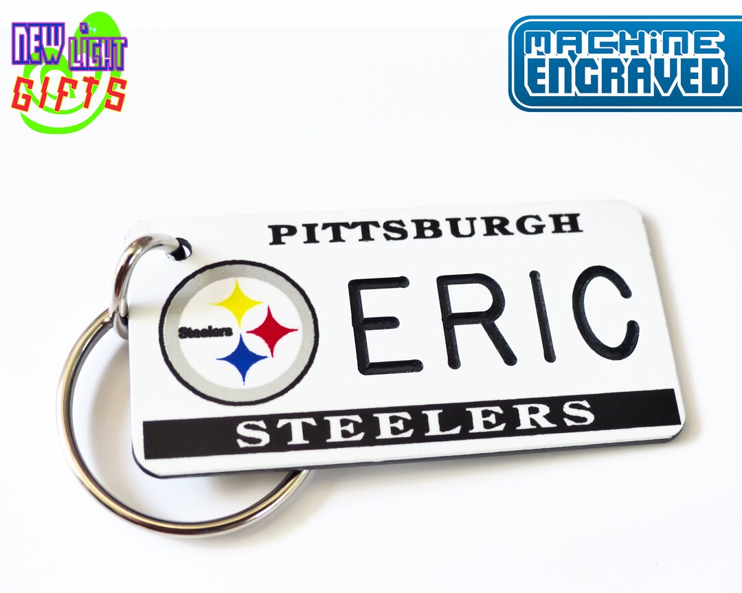 Personalized Pittsburgh Steelers Keychain Tag - Engraved Retro Key Tag ...