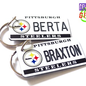 Personalized Pittsburgh Steelers Keychain Tag - Engraved Retro Key Tag ...