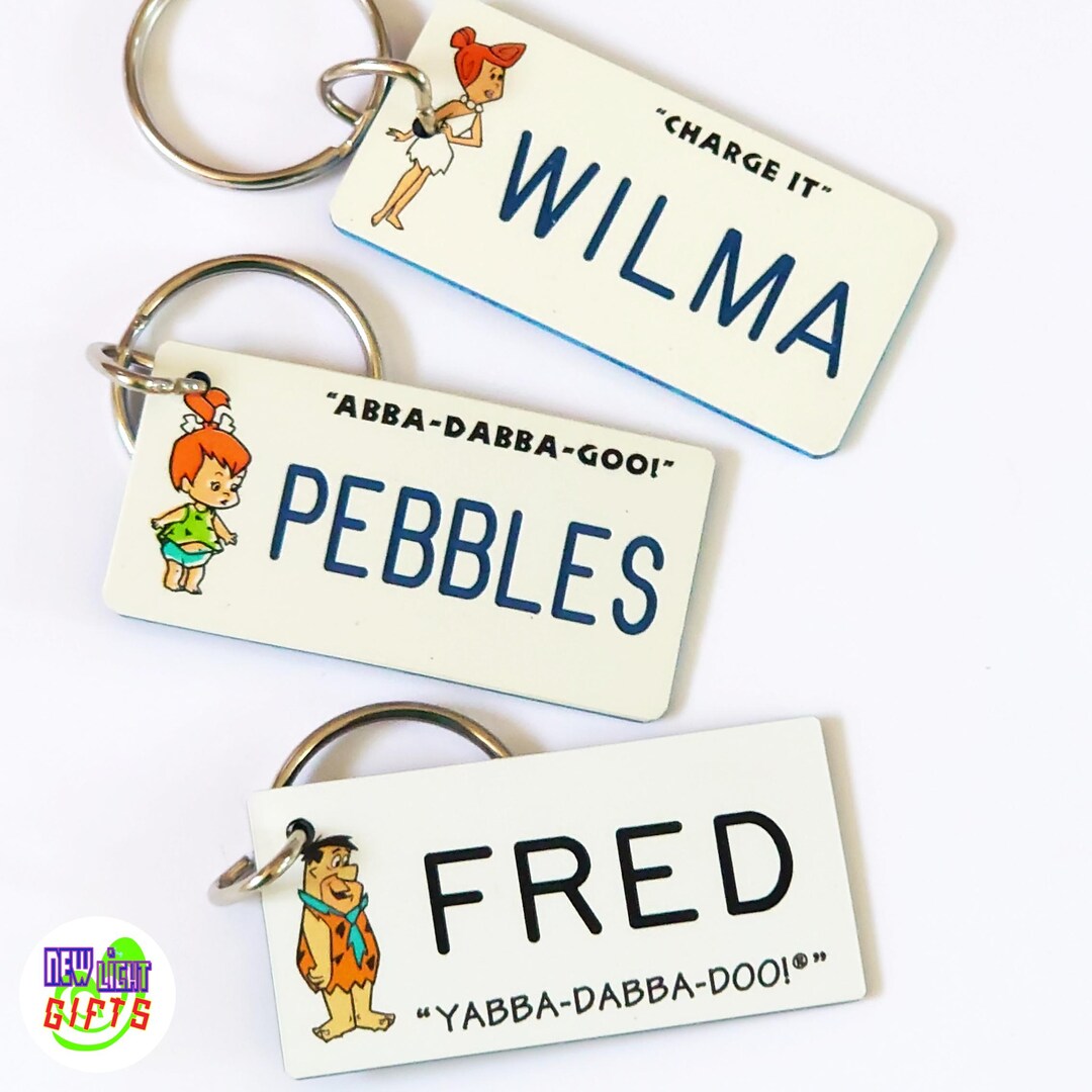 Personalized the Flintstones Keychain Tags - Custom Engraved - Fred ...