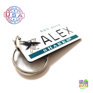 Personalized San Jose Sharks Keychain - Engraved Key Tag - Fan Souvenir ...