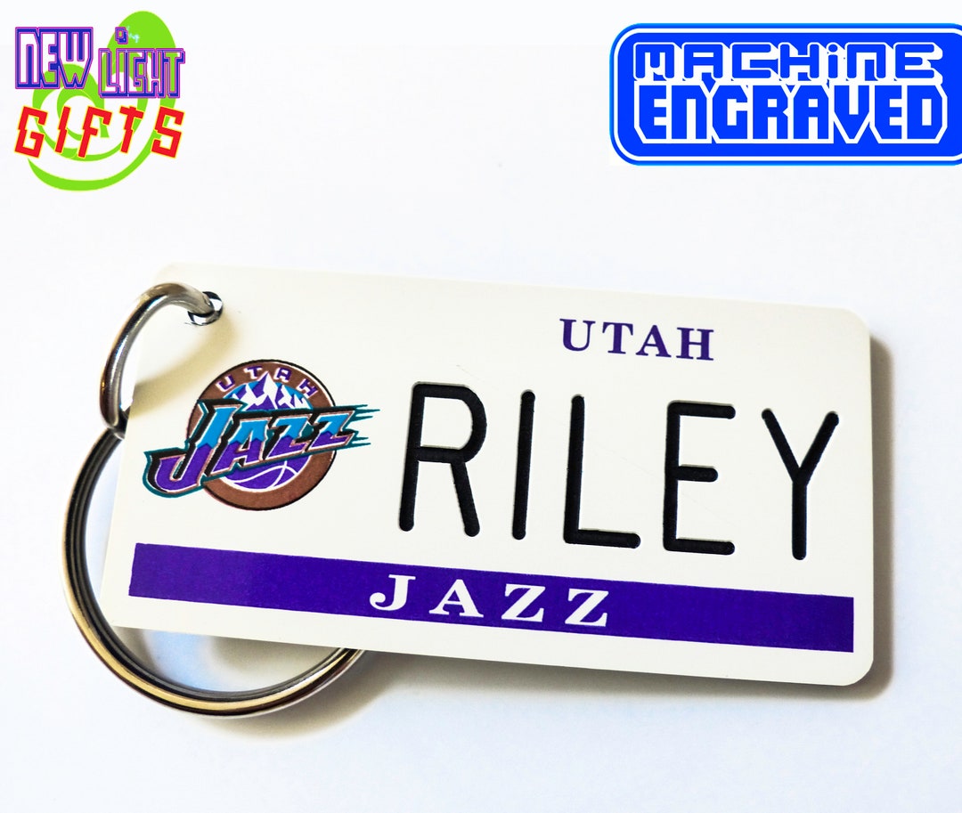 Personalized Utah Jazz Keychain - Custom Engraved Key Tag - Fan Name ...