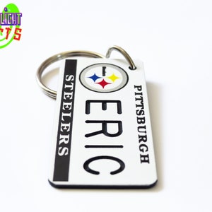 Personalized Pittsburgh Steelers Keychain Tag - Engraved Retro Key Tag ...