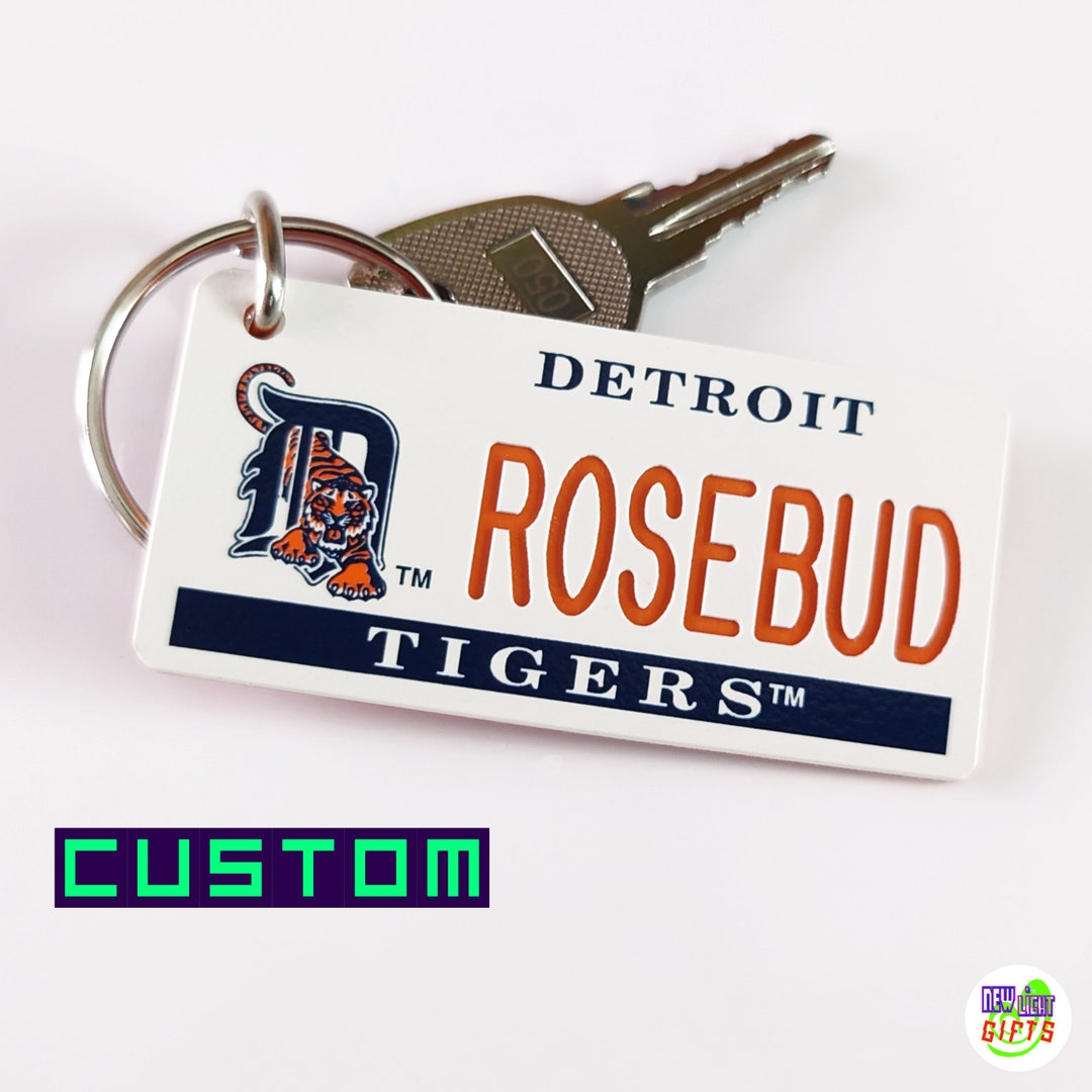Personalized Detroit Tigers Keychain Tag - Custom Engraved - Retro Key ...