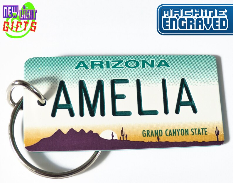 Personalized Arizona State License Plate Keychain Tag | Etsy