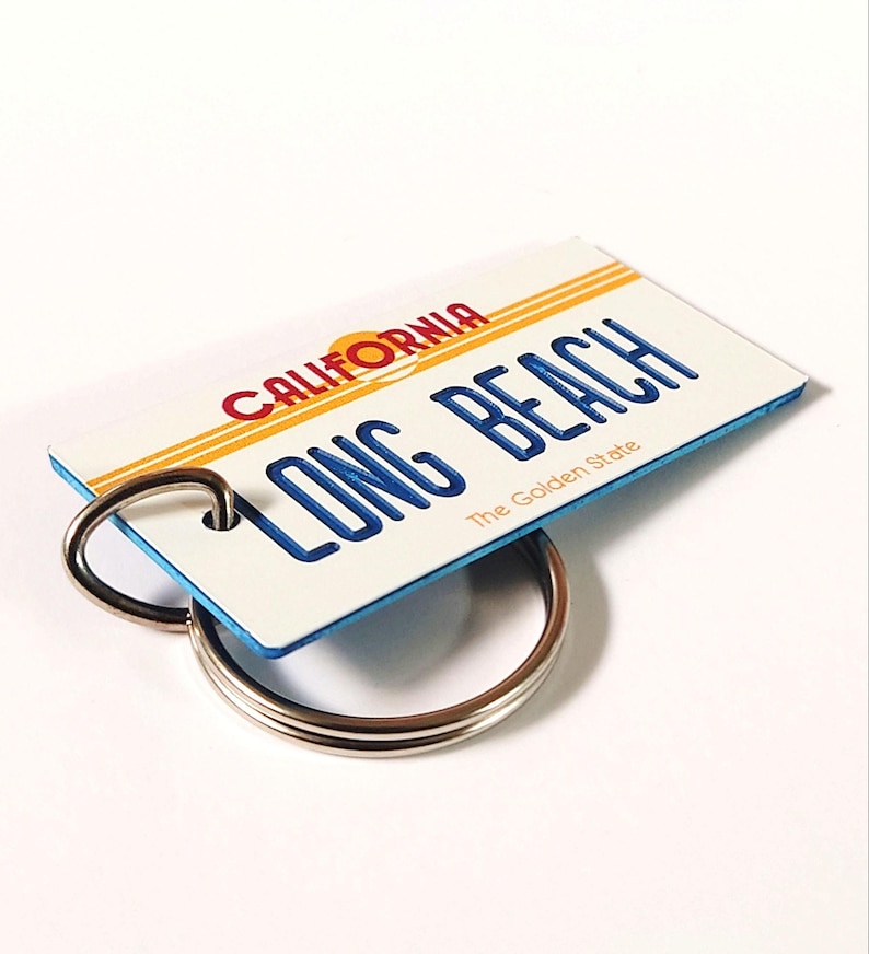 Long Beach Keychain Bag Charm Tag 1980s Retro Style Collectible Key ...
