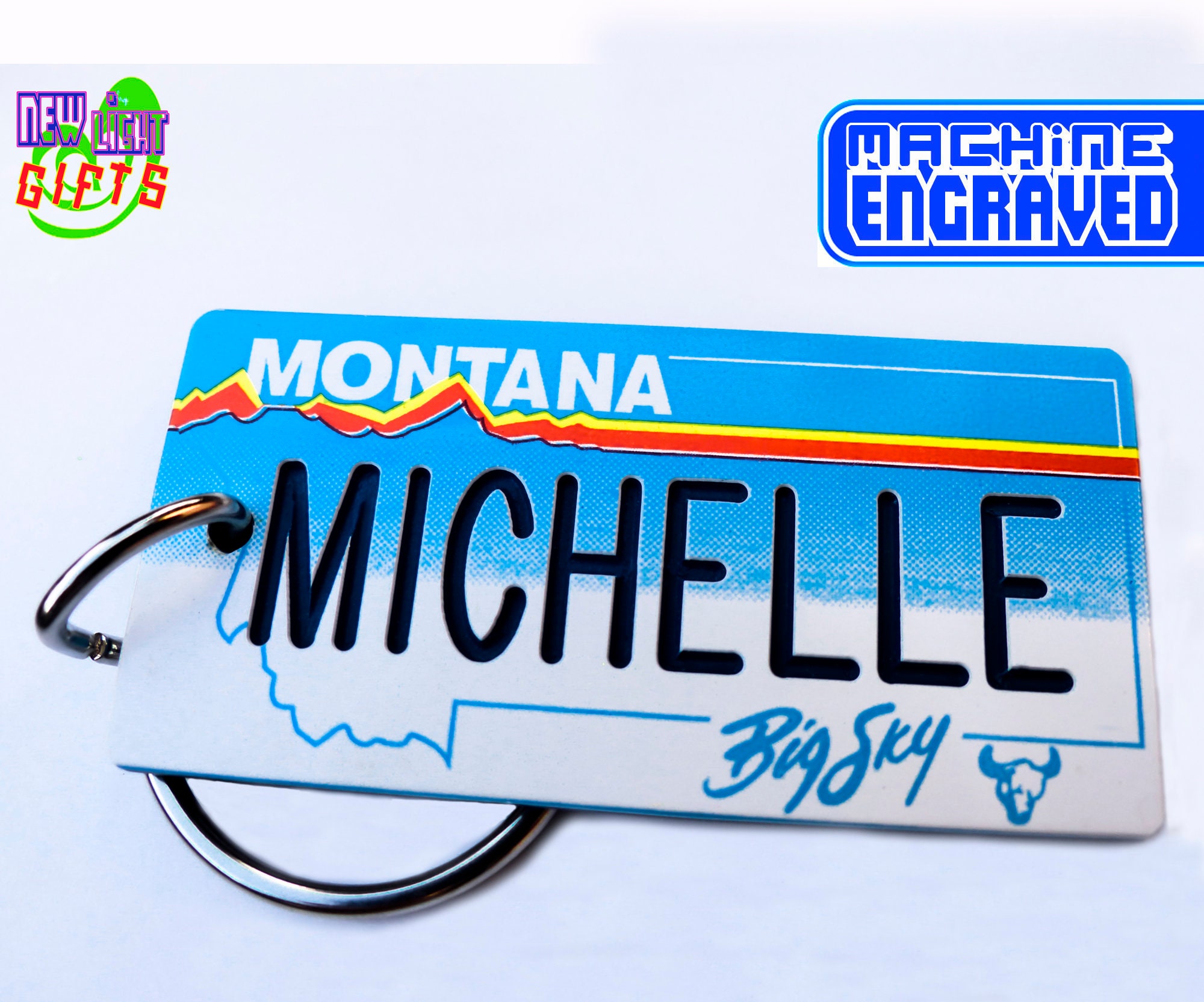Personalized Montana State License Plate Keychain Name Tag - Etsy