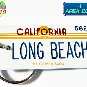 Long Beach License Plate Keychain Tag - 1980s Vintage Sun Plate ...