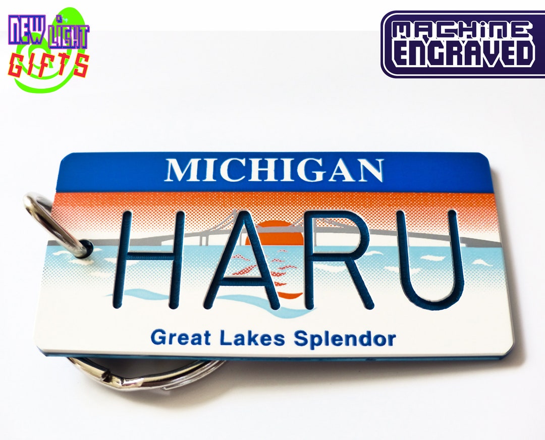 Personalized Michigan State License Plate Keychain Tag - Vintage ...
