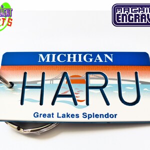 Personalized Michigan State License Plate Keychain Tag - Vintage ...