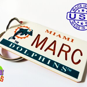 Personalized Miami Dolphins Keychain Plate Tag - Vintage Keytag ...