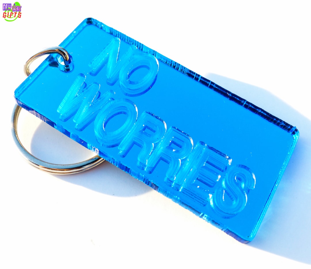 NO WORRIES- Motivational Mirrored Keychain Tag- Blue - Etsy