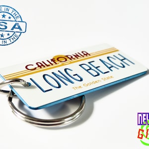 Long Beach License Plate Keychain Tag - 1980s Vintage Sun Plate ...