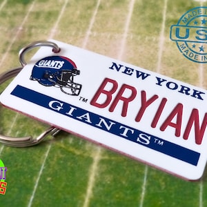 Personalized New York Giants Keychain Tag - Custom Engraved - Giants ...