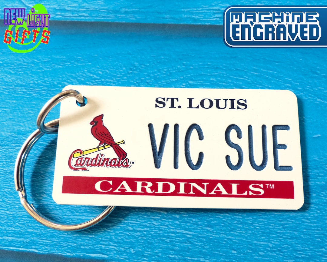 Personalized St Louis Cardinals Keychain Tag - Retro Key Tag - Custom ...