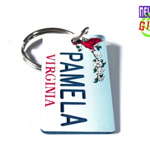 Personalized Virginia State License Plate Custom Keychain Tag - Key Tag ...