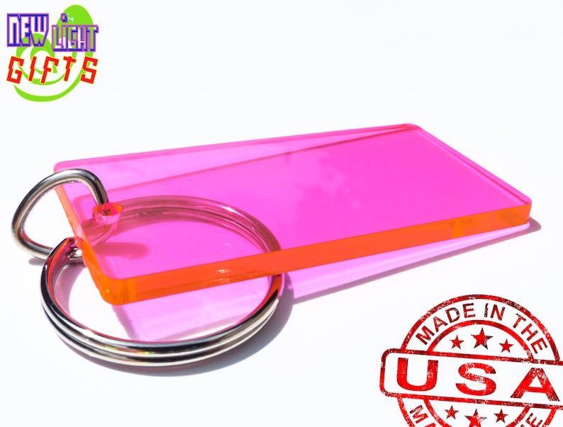 Personalized Neon Keychain Tags Cutom Bright Color | Etsy