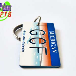 Personalized Michigan State License Plate Keychain Tag - Vintage ...