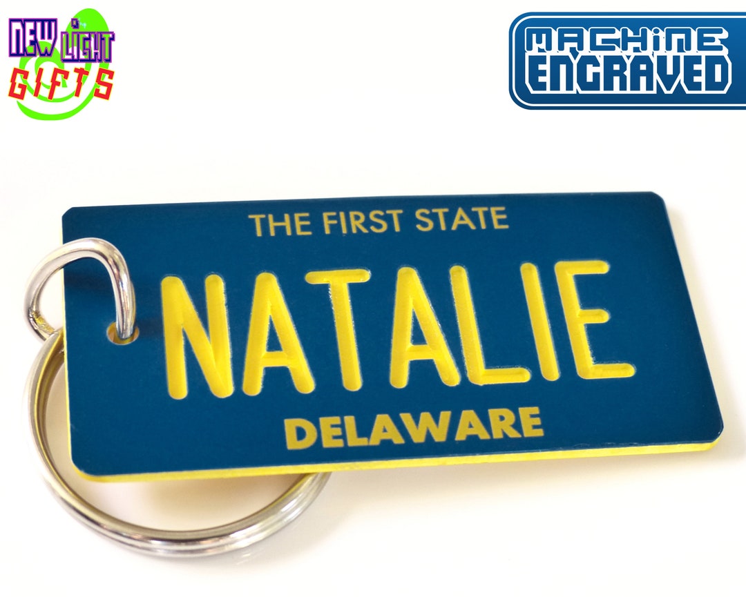 Personalized Delaware State License Plate Custom Keychain Tag - Key Tag ...