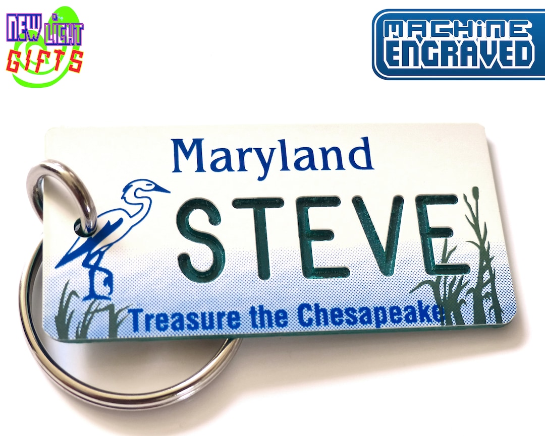 Personalized Maryland State License Plate Keychain Tag - Engraved ...