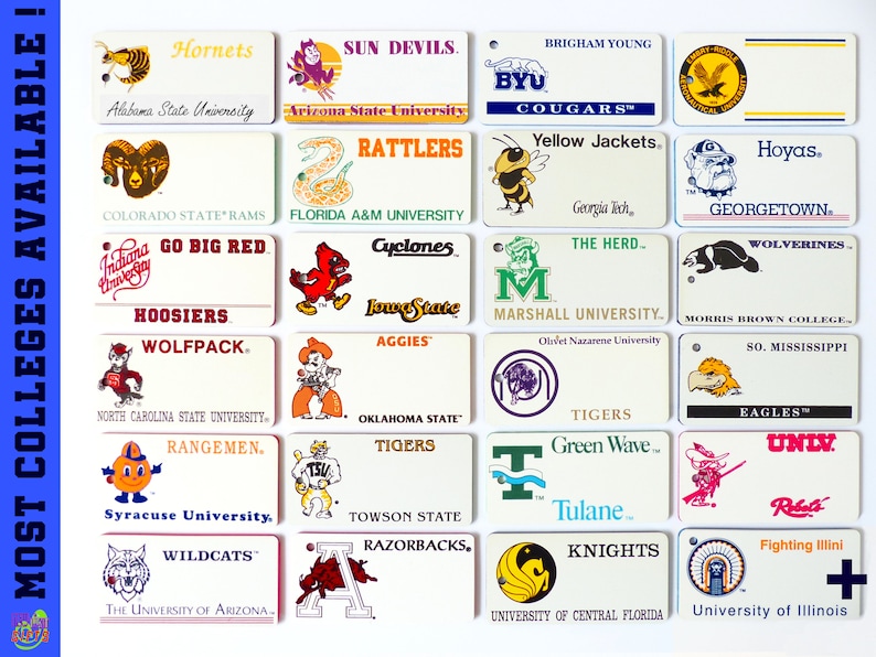 Personalized College University Keychain Tags - Machine Engraved ...