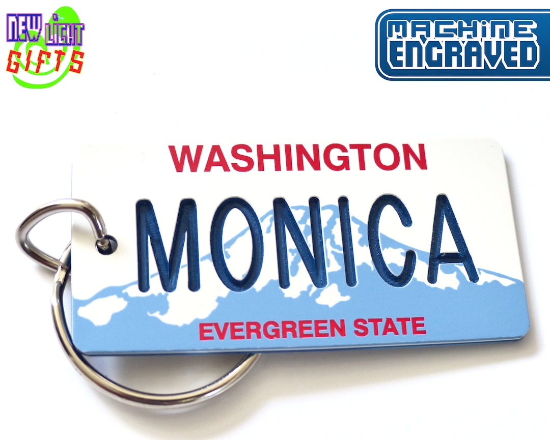 Personalized Washington Keychain - Custom Engraved Key Tag - Travel ...