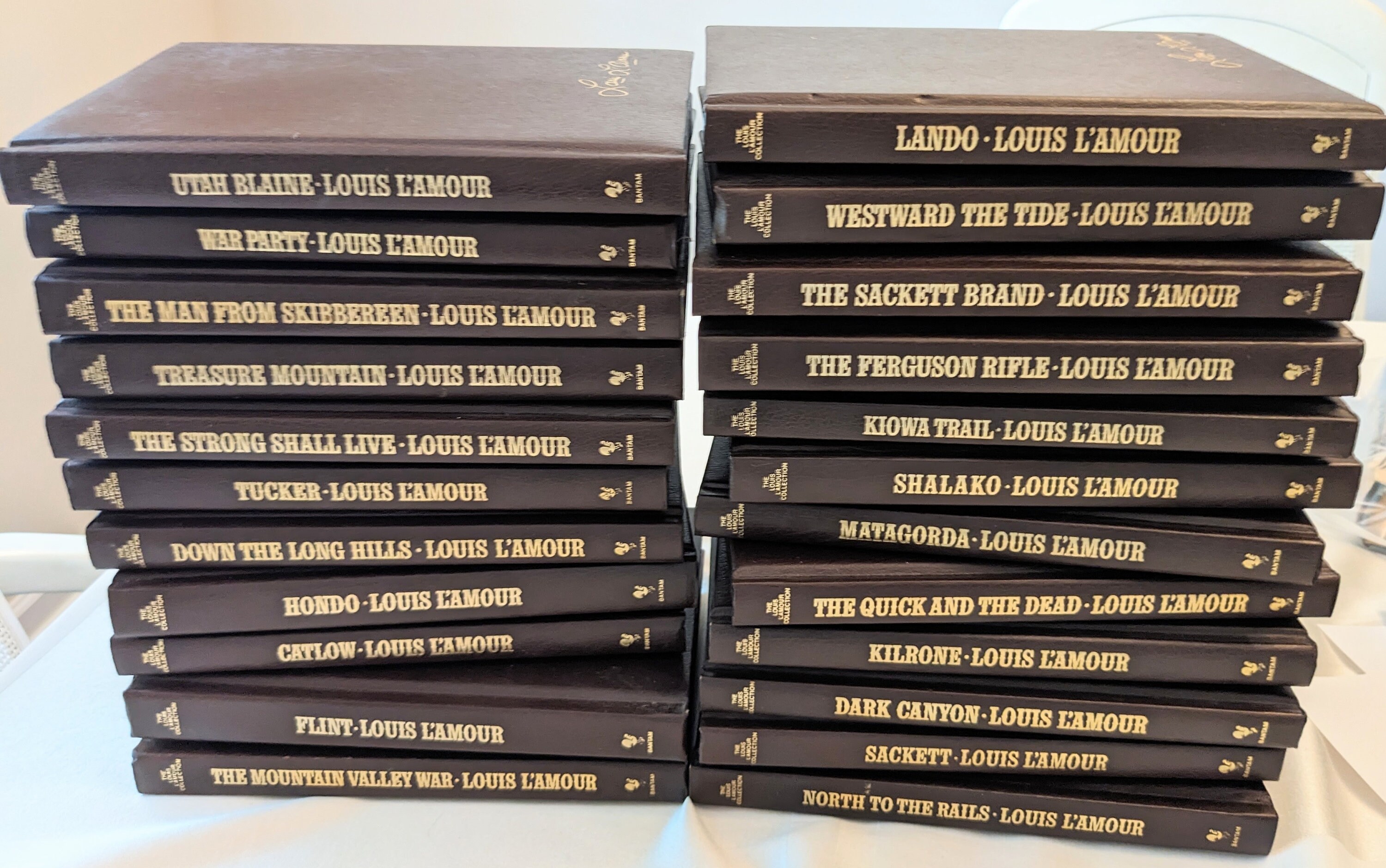 Louis L'amour Books: Leatherette,name in Gilt Letters on Front. 14 ...