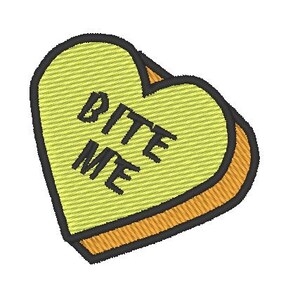 Candy Heart Machine Embroidery Design Bite Me | Etsy