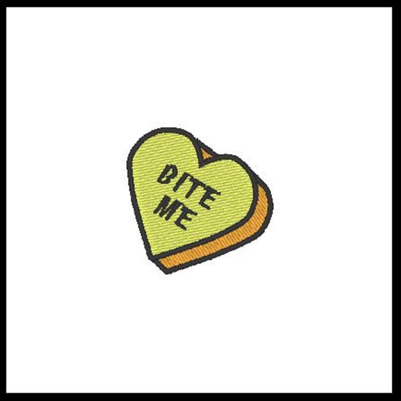 Candy Heart Machine Embroidery Design, Bite Me, Valentine's Day ...
