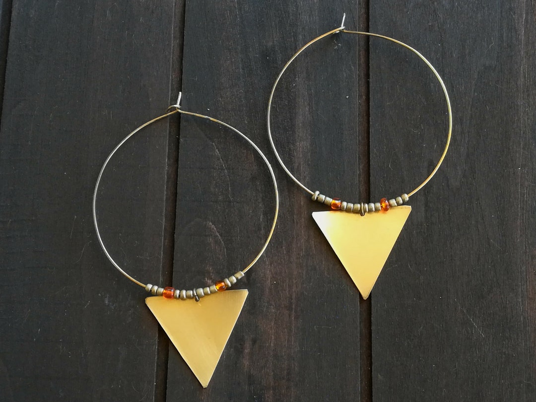 Oversize Boho Hoops, Brass Hoops, Ethnic Hoops, Tribal Hoops, Gypsy ...