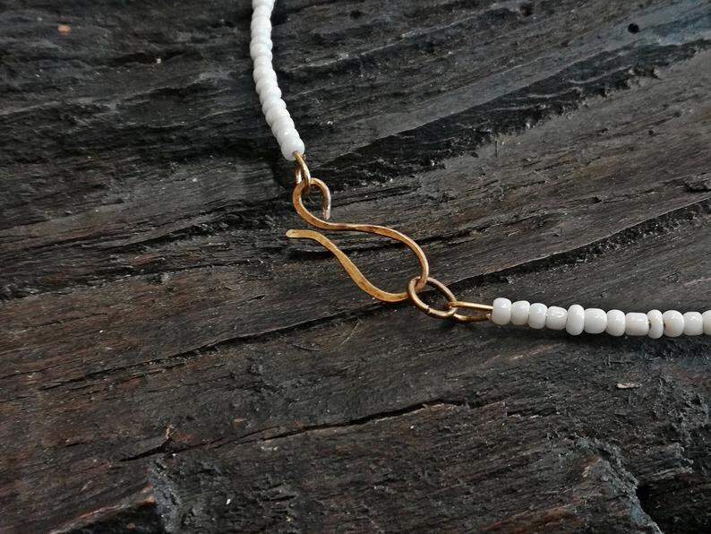 White Beaded Choker Wedding Choker Tiny Gold Fish Choker | Etsy